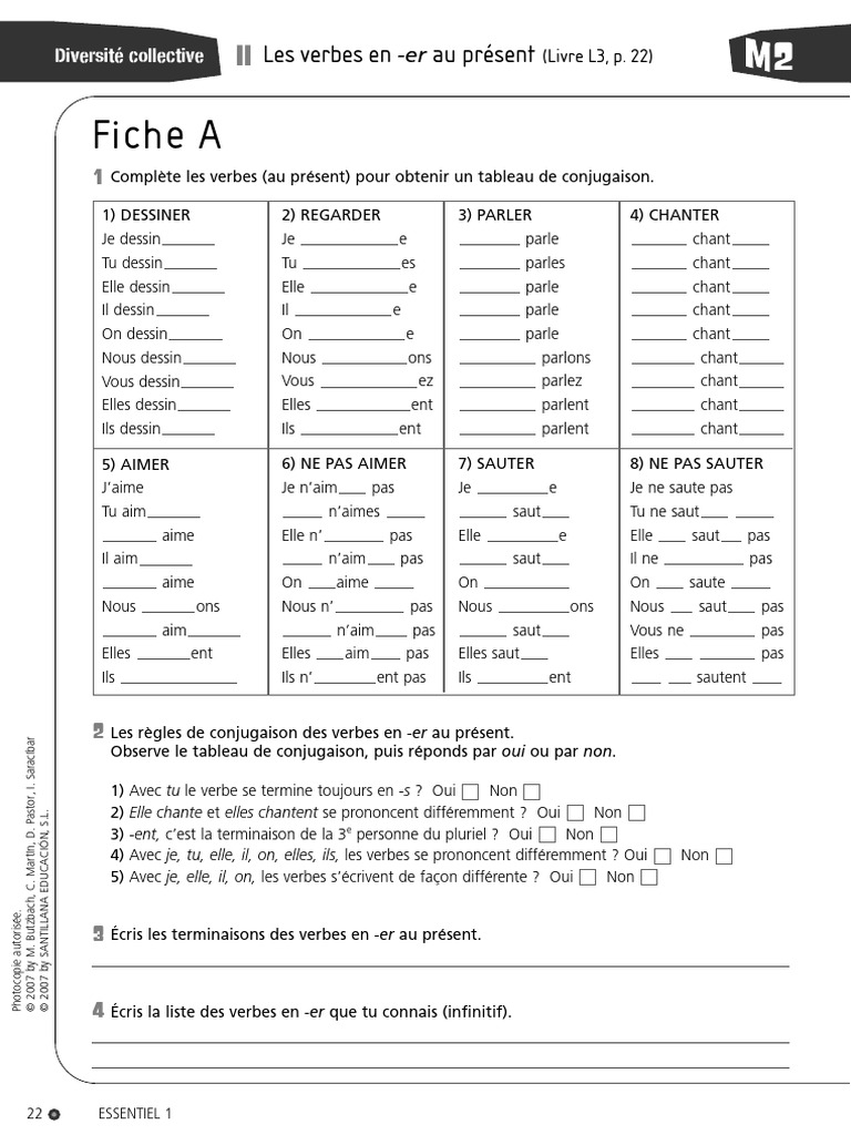 Conjugaison des verbes en -er au présent | PDF | Verbe | Conjugaison