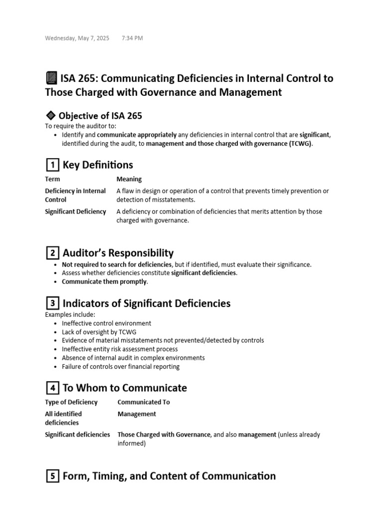 Communicating Deficiencies in Internal Control to Those Charged With ...
