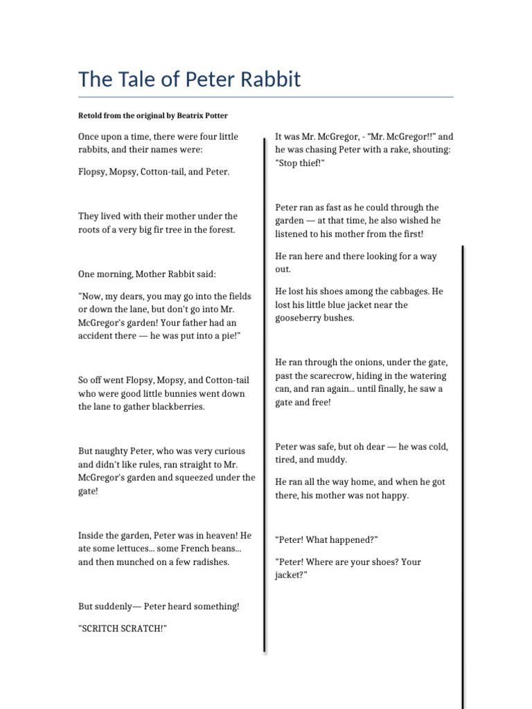 The Tale of Peter Rabbit | PDF