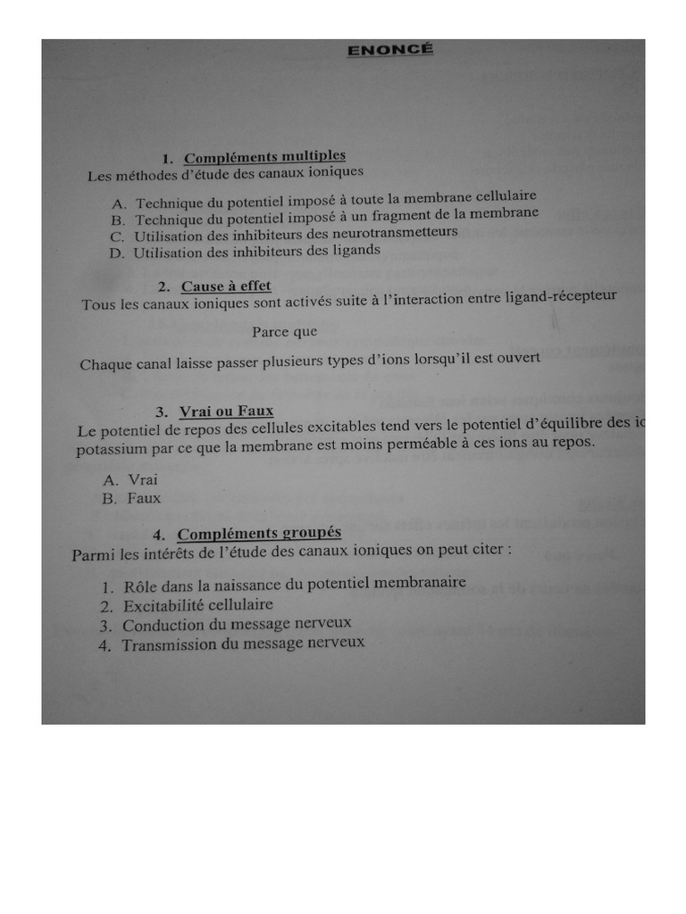 Devoir N1 de Physio1 - 2019-2020 | PDF