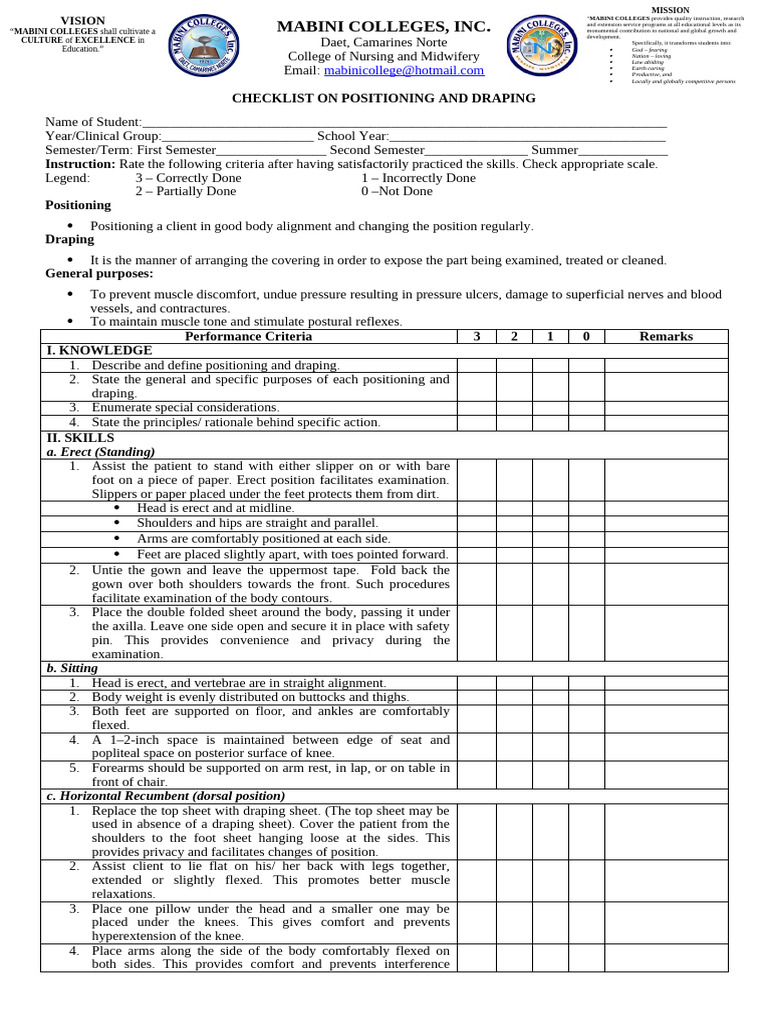Positioning and Draping Checklist New | PDF | Anatomical Terms Of Motion | Human Leg