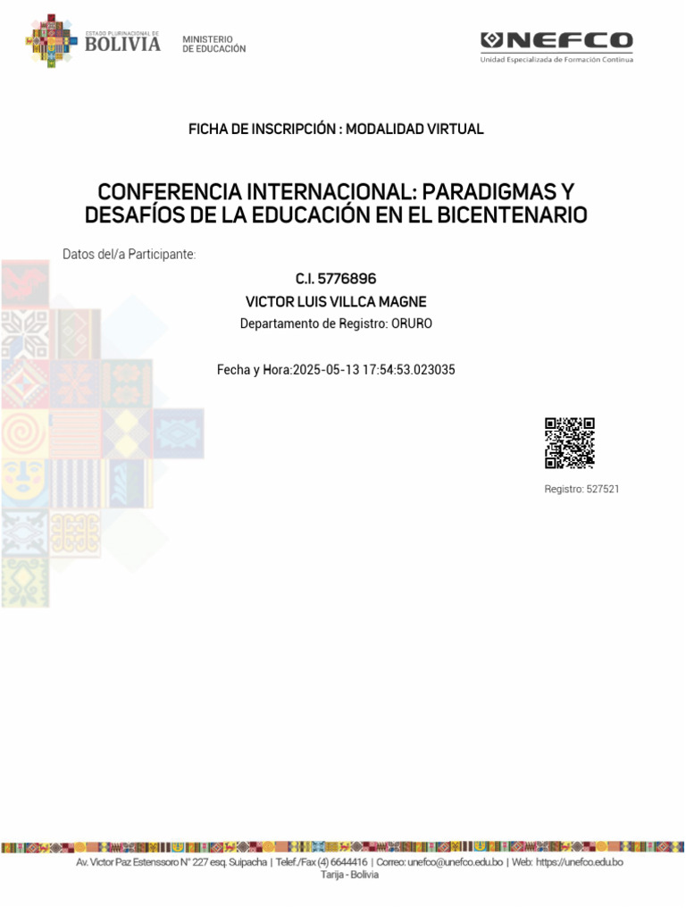 Ficha de Registro Conf | PDF