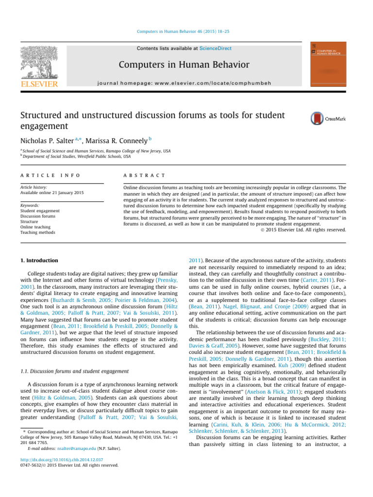 Structured and Unstructured Discussion Forums As Tools | PDF | Learning ...
