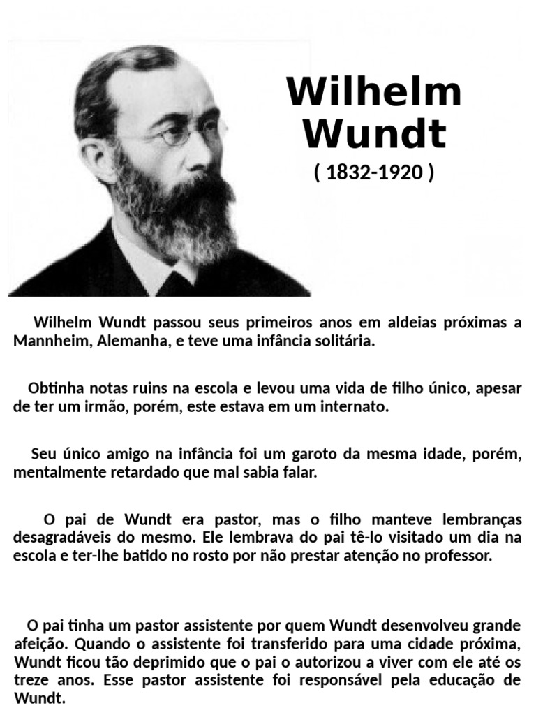 Vida e Obra de Wilhelm Wundt | PDF | Psicologia | Consciência