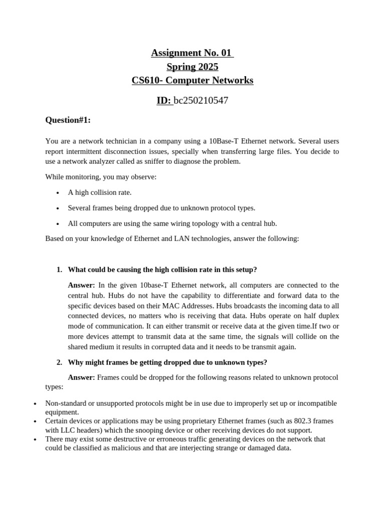 Diagnosing 10Base-T Ethernet Issues | PDF | Ethernet | Computer Network