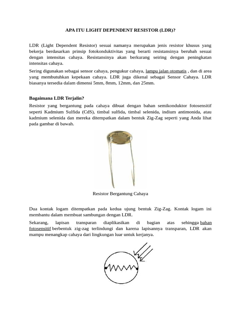 Sensor Ldr (Light Dependent Resistor) | PDF