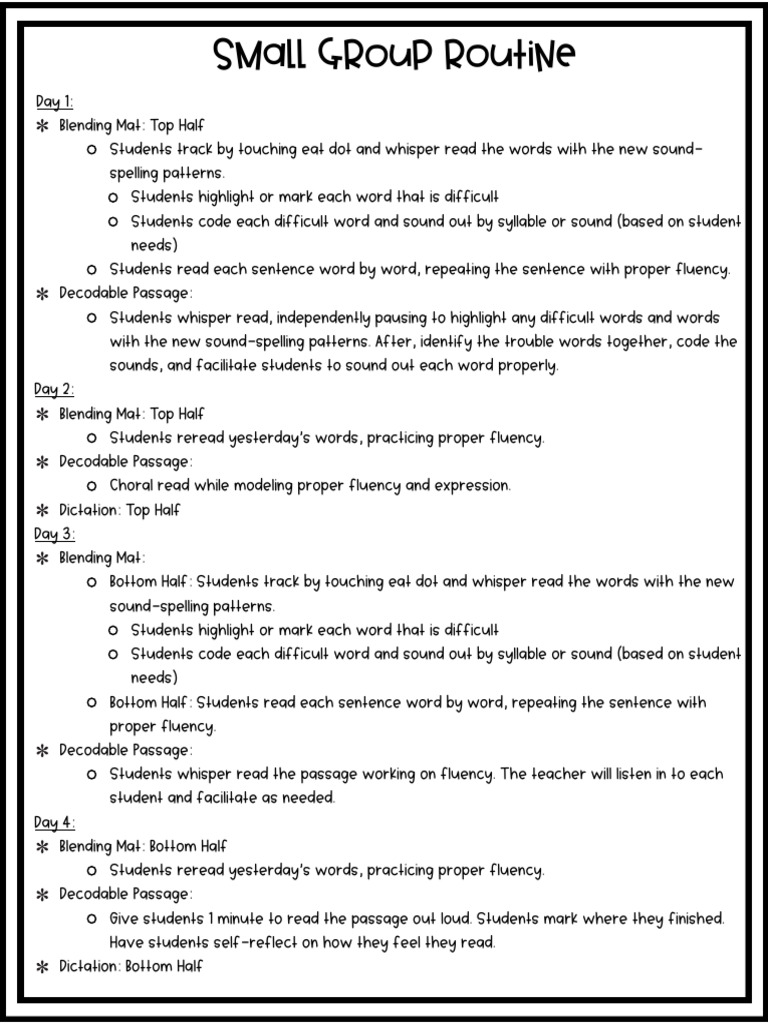 Small Group Reading Fluency Plan | PDF