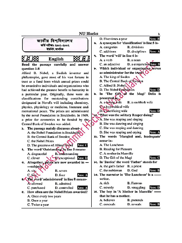 Nu Question Bank - 1 | PDF