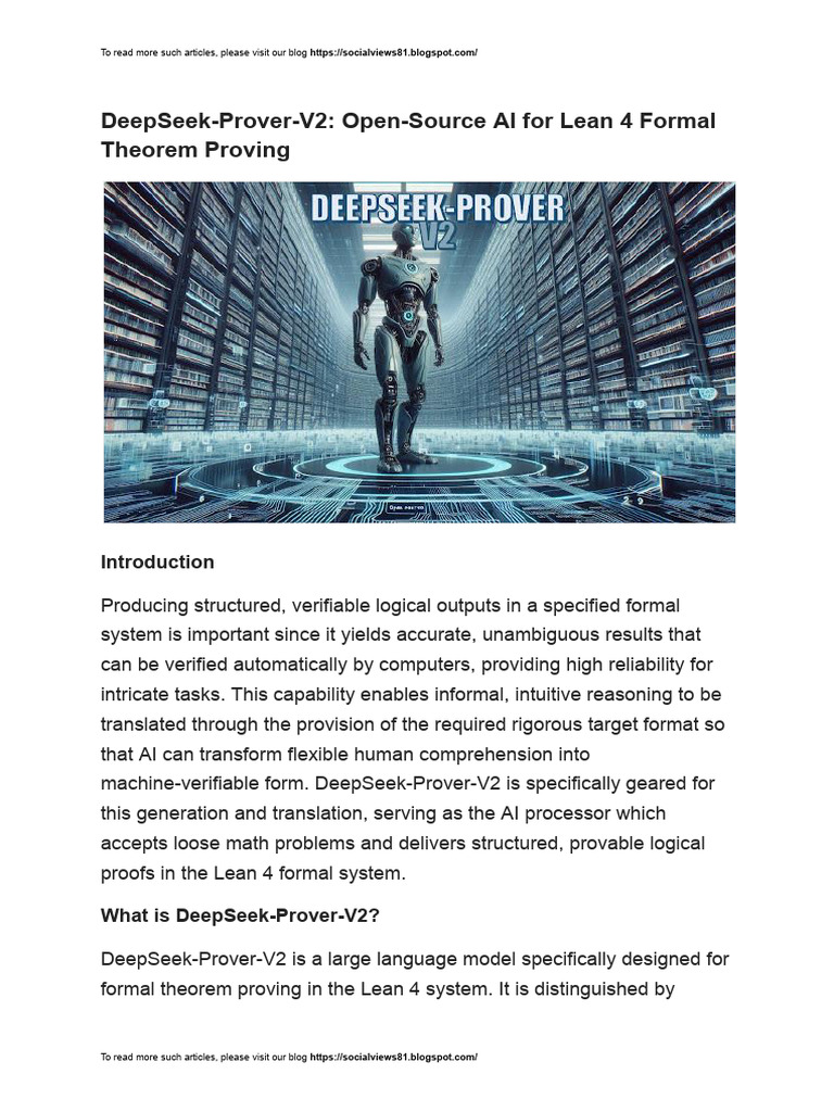 DeepSeek-Prover-V2: Open-Source AI For Lean 4 Formal Theorem Proving | PDF | Mathematical Proof ...