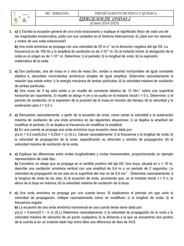 Ejercicios de Ondas 2 | PDF | Olas | Oscilación