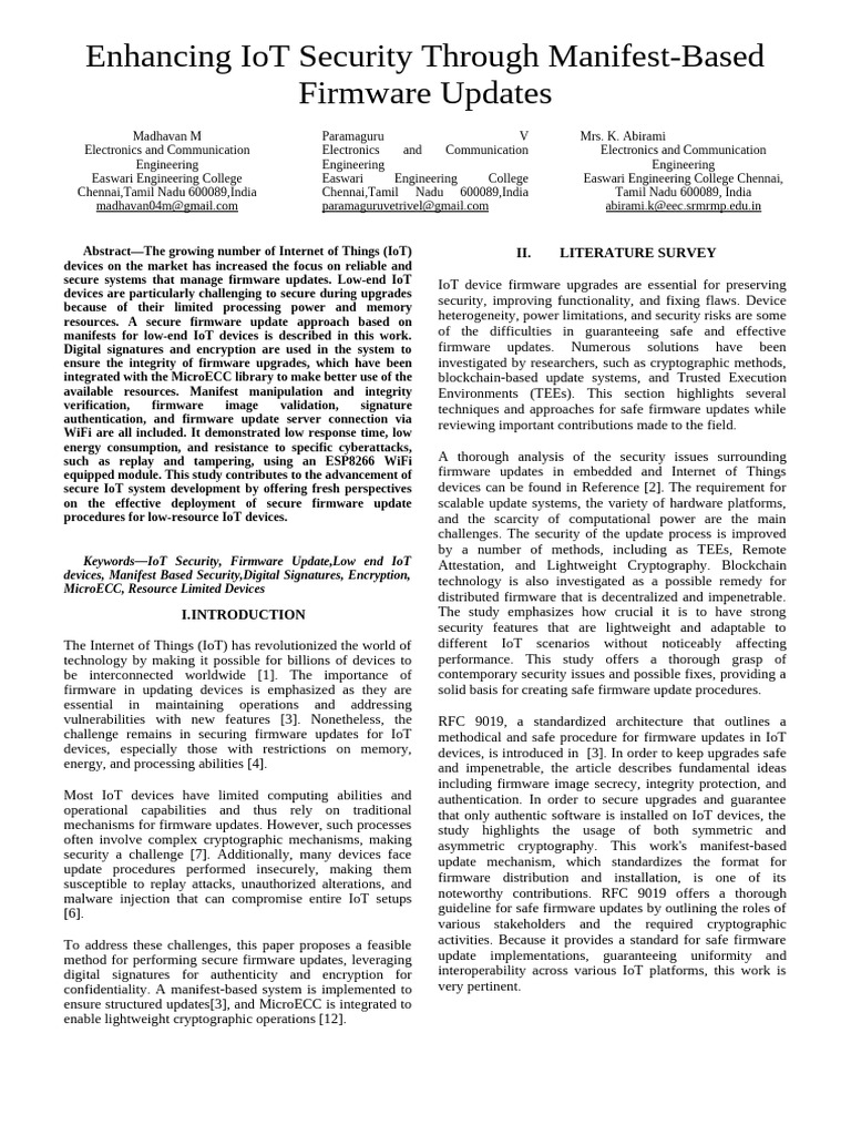Enhancing IoT Security Through Manifest-Based Firmware Updates | PDF ...