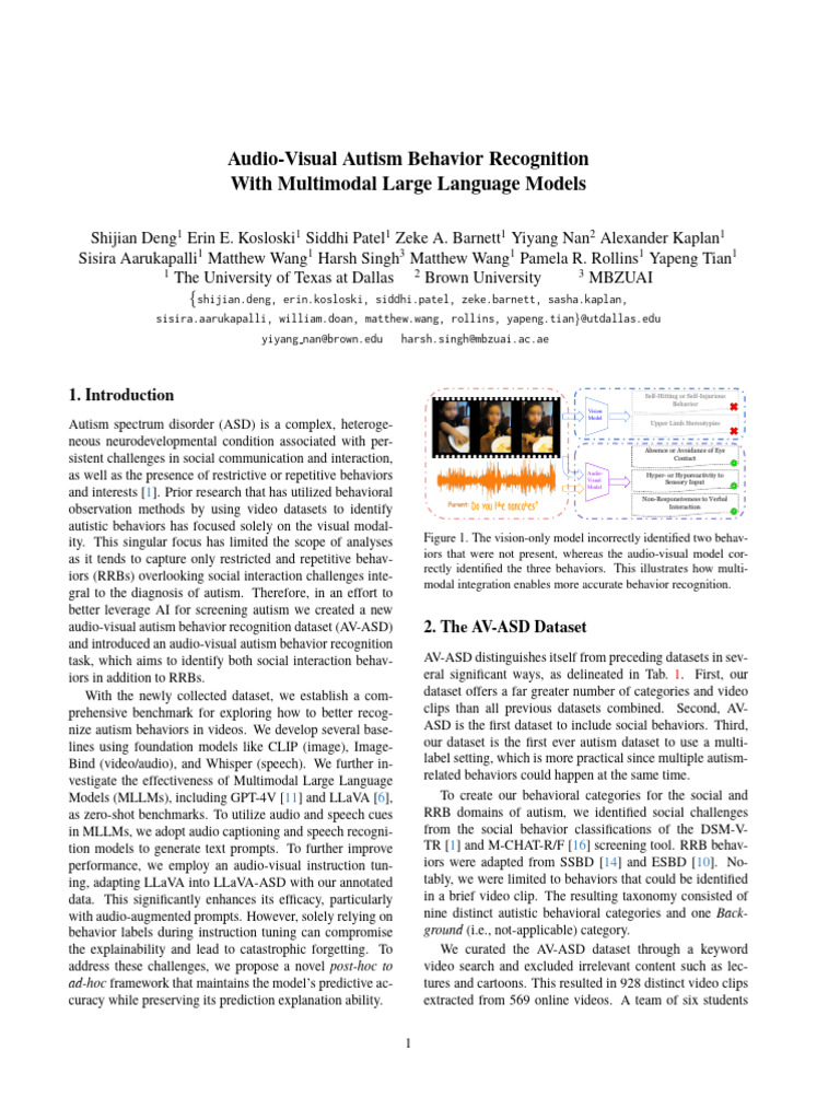 Audio-Visual Autism Behavior Recognition With Multimodal Large Language ...