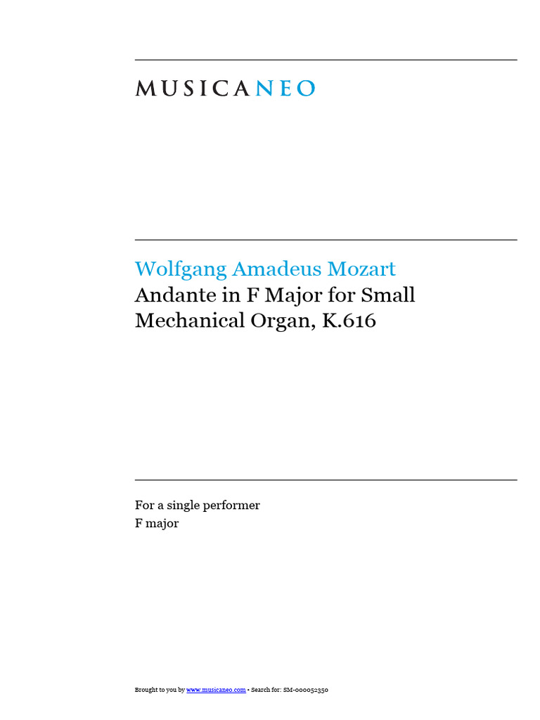 Mozart's Andante in F Major, K.616 | PDF