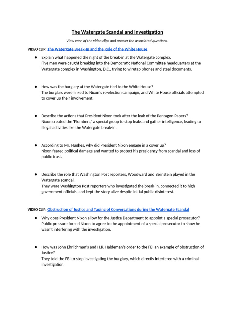 Watergate Assignment Final Completed | PDF | Watergate Scandal | United ...