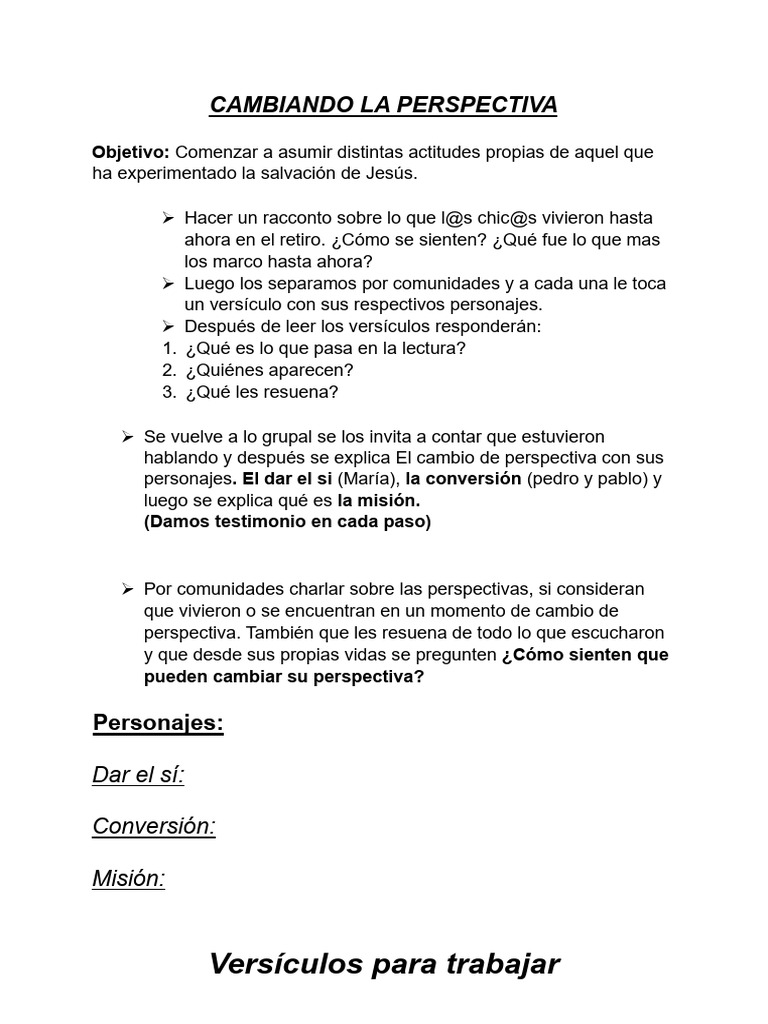 Cambiando La Perspectiva Trabajo Practico | PDF | Nuevo Testamento ...