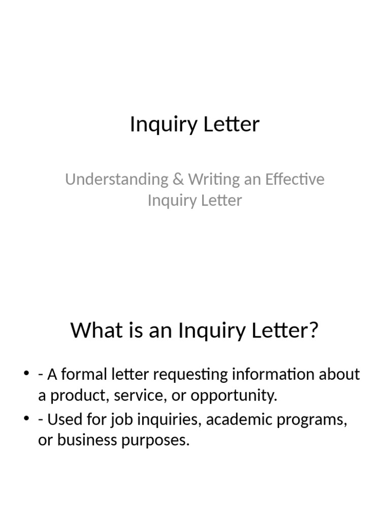 How to Write an Inquiry Letter | PDF