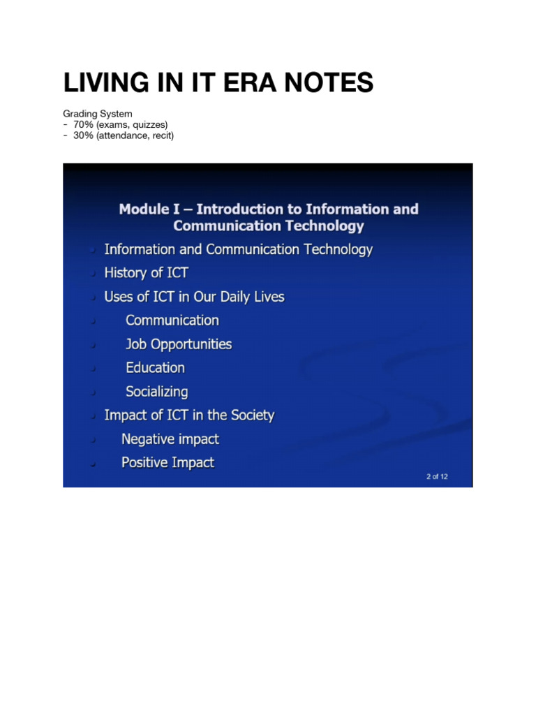 Living in It Era Notes | PDF