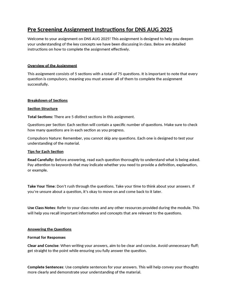 IMI - Pre Screening Assignment Instructions For DNS AUG 2025 | PDF ...