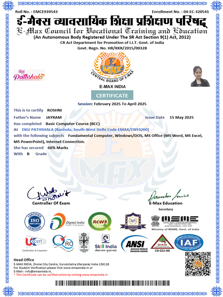 EMCE939543 ROSHNI Centificate | PDF