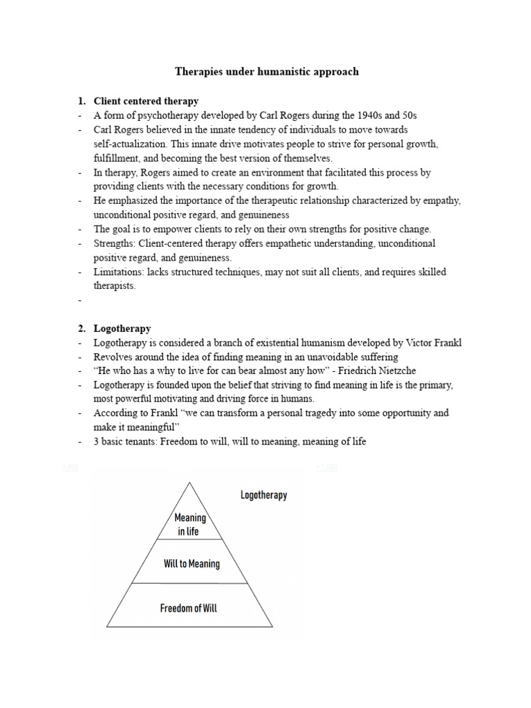 Therapies Under Humanistic Approach | PDF | Psychotherapy | Gestalt Therapy