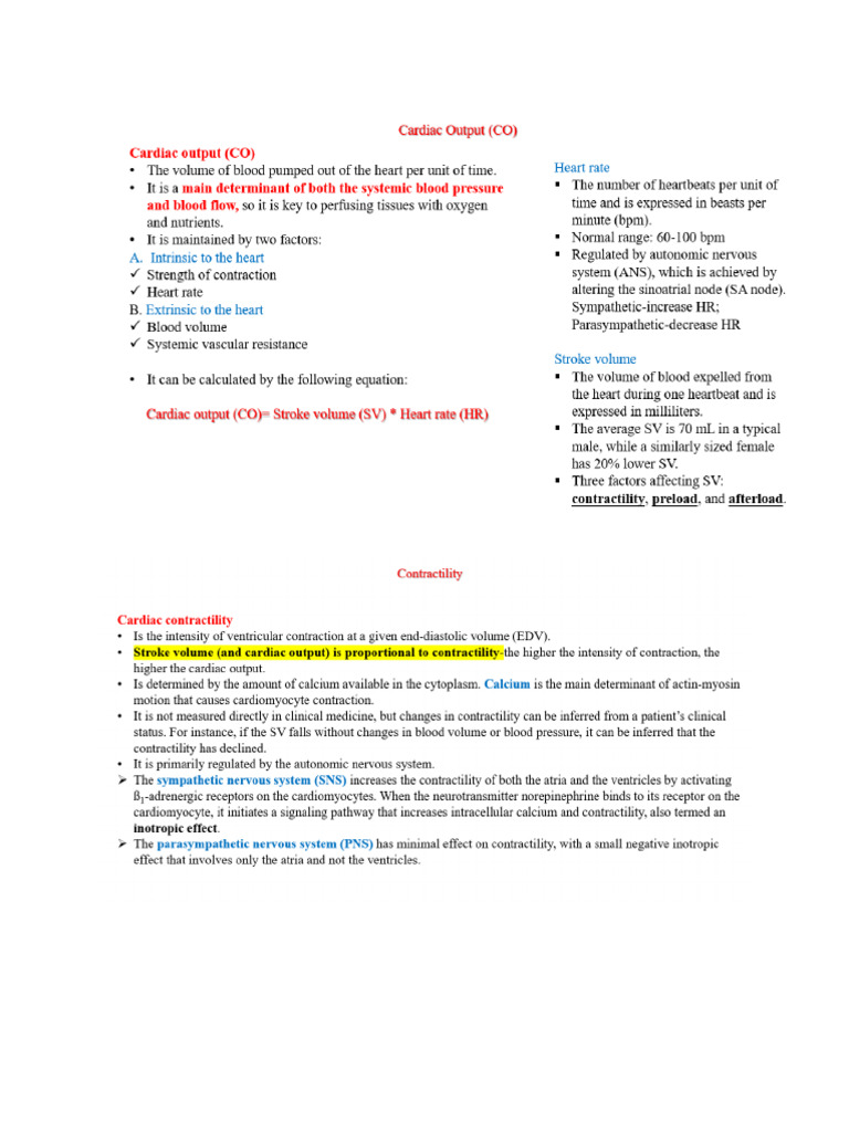 Contractility Afterload Preload | PDF