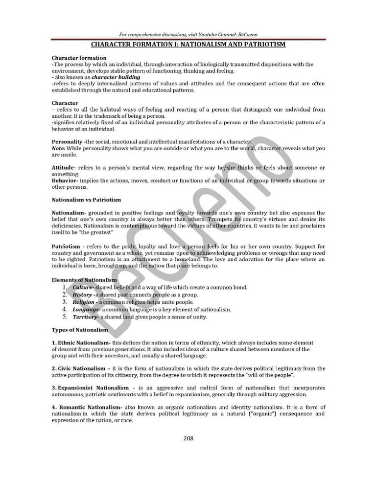 Lea5 Character Formation 1 - Nationalism and Patrio | PDF