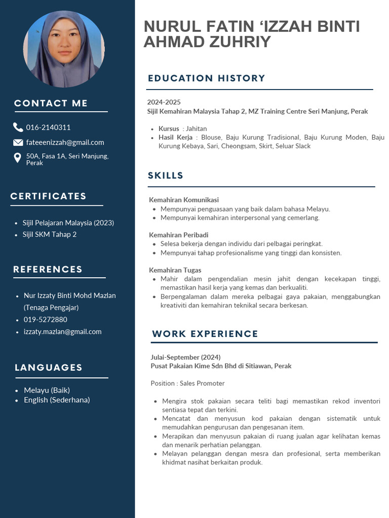 Resume Fatin Izzah | PDF