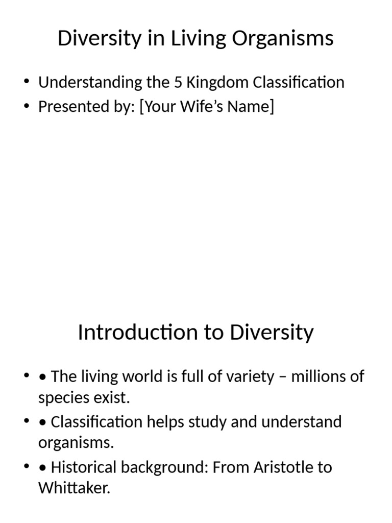 Diversity in Living Organisms 5 Kingdoms | PDF