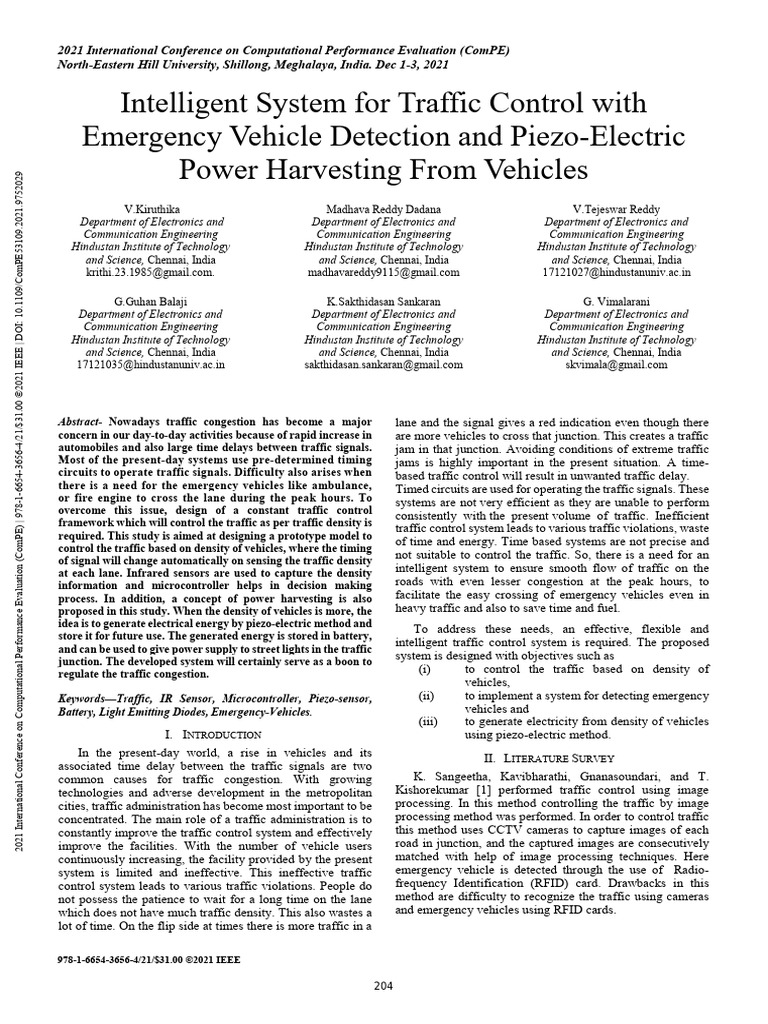 Intelligent System For Traffic Control With Emergency Vehicle Detection ...