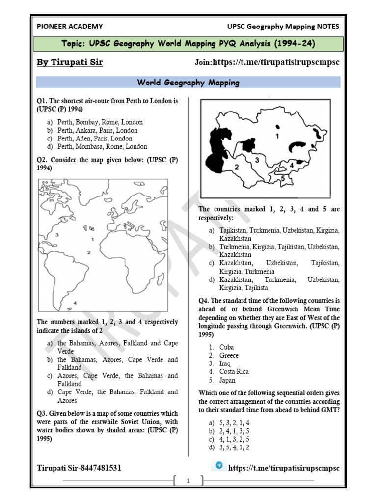 UPSC Geography Mapping Insights | PDF | Strait Of Malacca ...