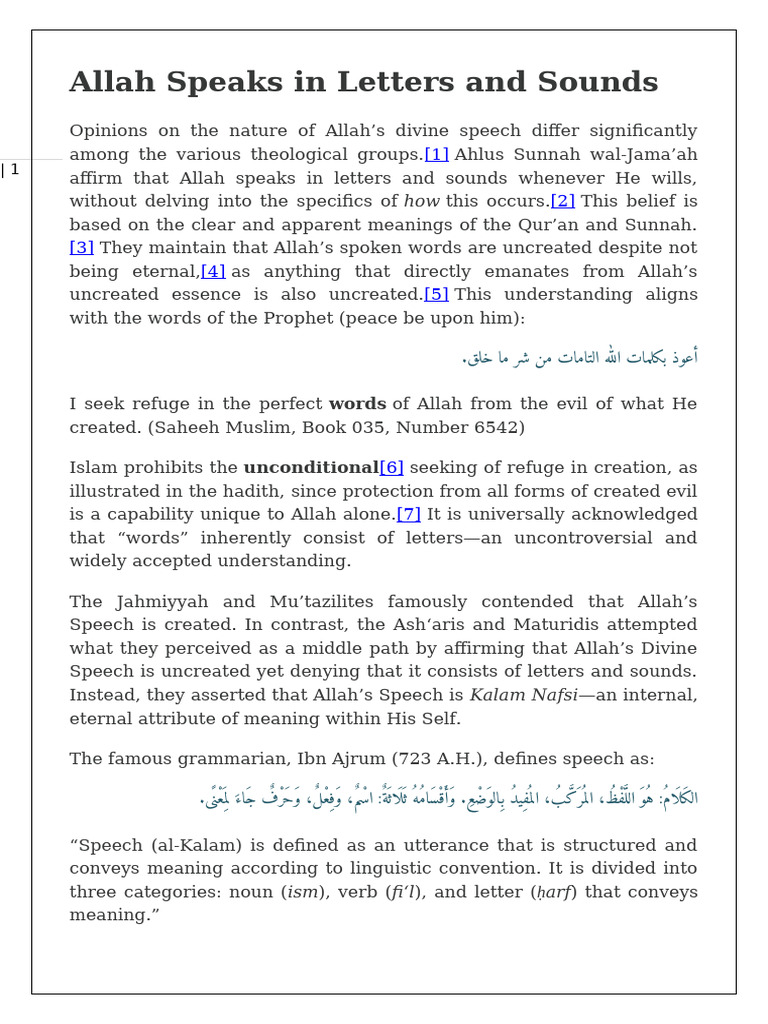 Allah Speaks in Letters and Sounds | PDF | God In Islam | Quran