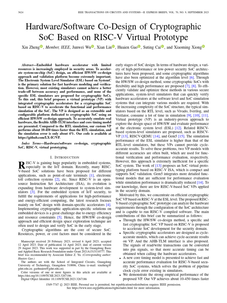 RISC-V Cryptographic SoC Co-Design VP | PDF | System On A Chip | Encryption