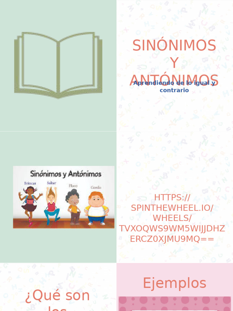Presentación de Sinónimos y Antónimos Educativo Colorido | PDF ...