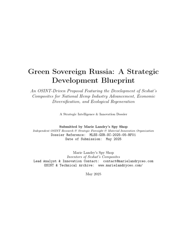 Green Sovereign Russia: A Strategic Development Blueprint | PDF ...