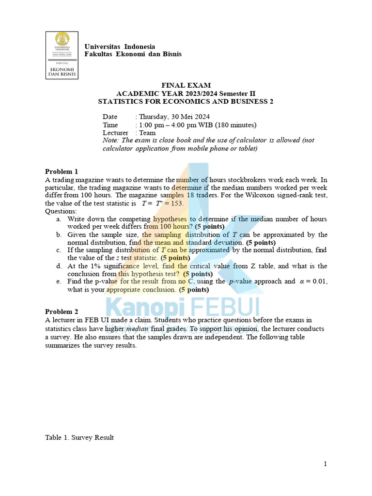 Soal UAS Statlan KKI 2023_2024 Genap | PDF | Errors And Residuals | Coefficient Of Determination