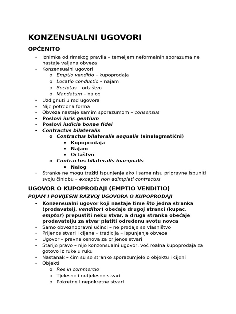 Konzensualni Ugovori | PDF
