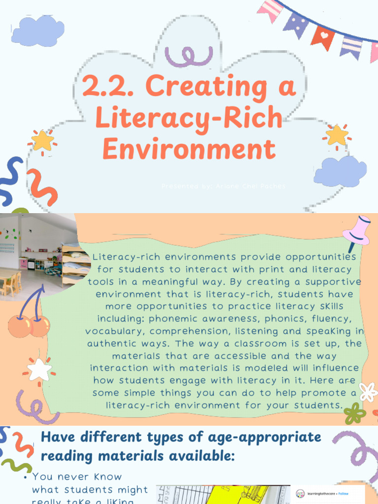 Creating A Literacy Rich Environment | PDF | Reading (Process) | Learning