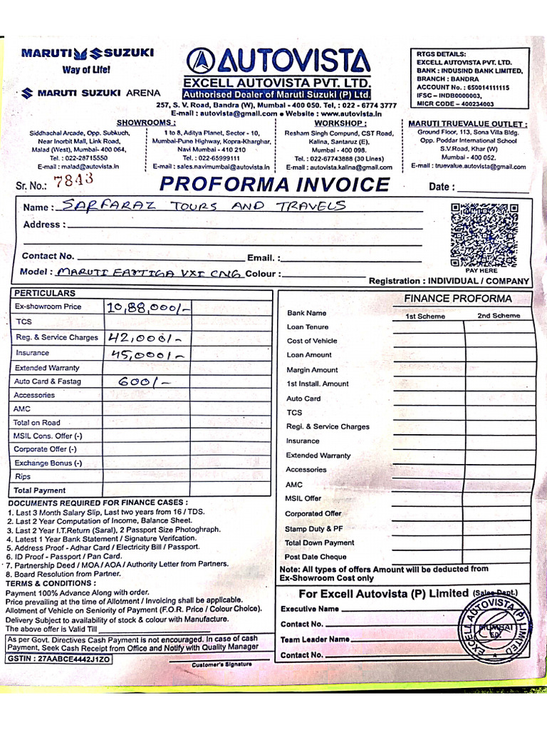 Sarfaraz T & T Performa Invoice | PDF