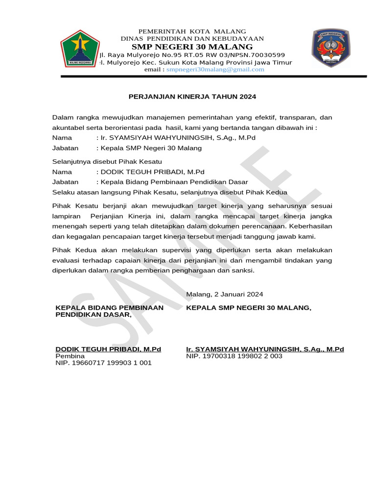Contoh Isian Form PK 2024 KS | PDF