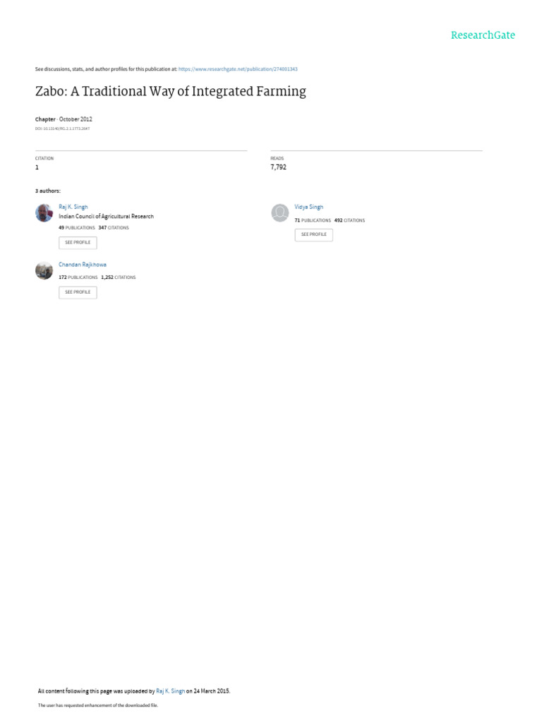 Zabo ATraditional Wayof Integrated Farming | PDF | Paddy Field | Rice