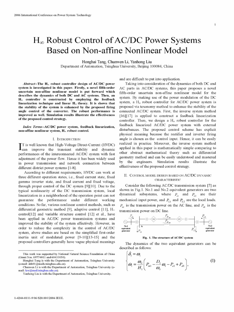 H - Infinito - Robust Control of AC - DC Power Systems | PDF | Power Inverter | Electric Power ...