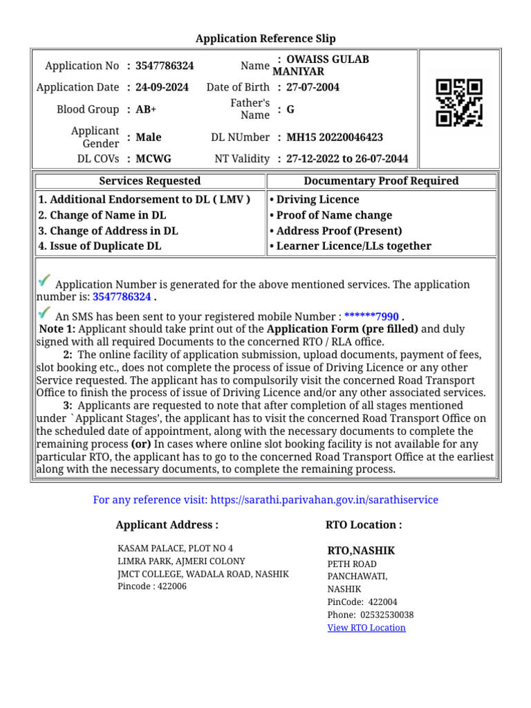 DL Services Acknowledgement | PDF | Vehicles | Transport