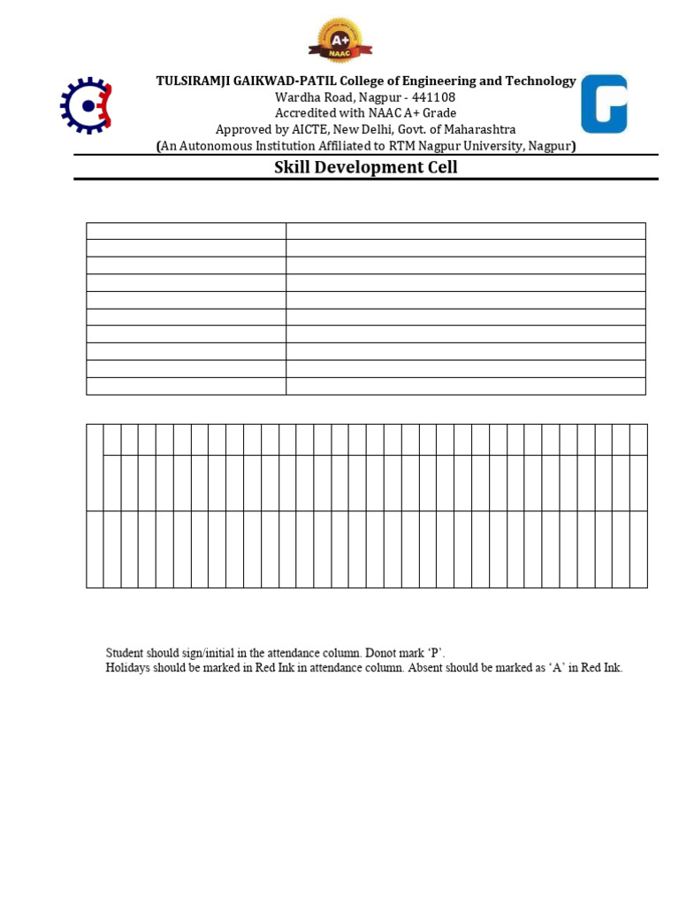 Initial Attendance Sheet for Interns | PDF