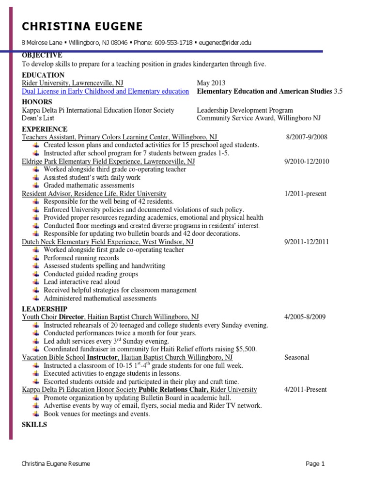 Eugene Christina Resume | PDF | Primary Education | Teachers