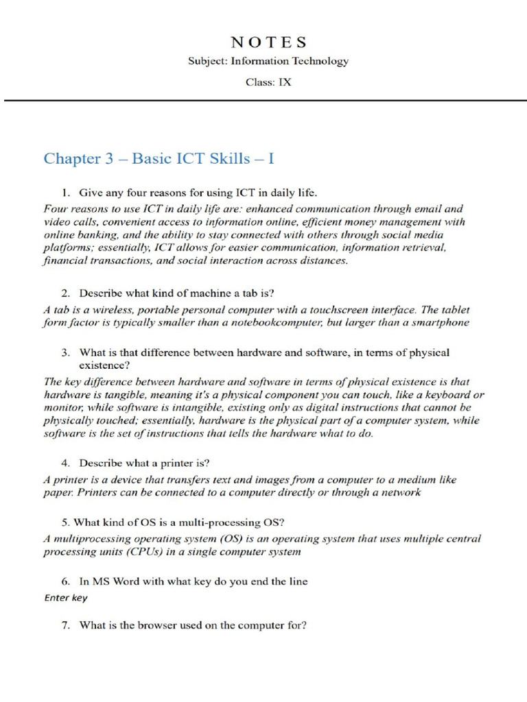 Basic ICT Skills-3 | PDF