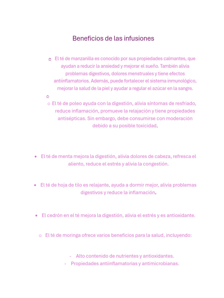 Beneficios de Las Infusiones | PDF | Té | Antioxidante
