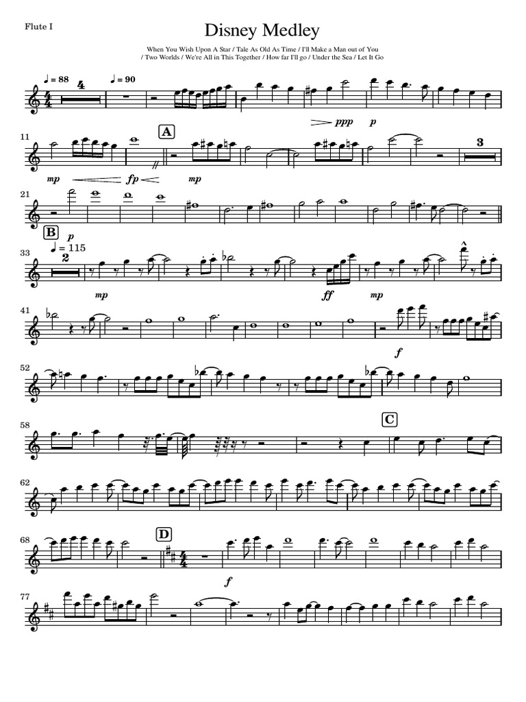 Disney Flute Medley Scores | PDF