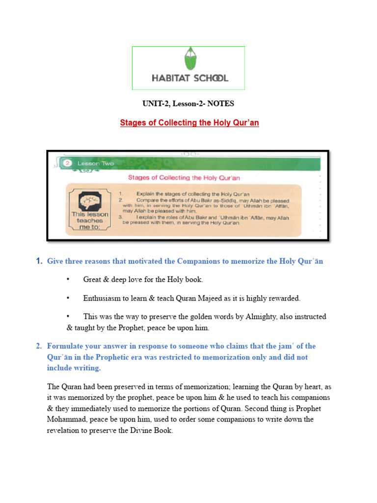 Stages of Quran Compilation History | PDF | Quran | Islam