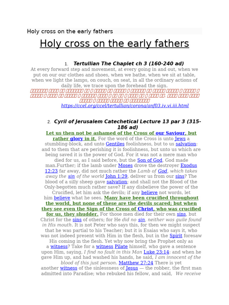 Early Church Fathers on the Cross | PDF