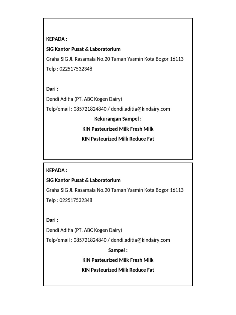 Kekurangan Sampel Produk ABC Kogen | PDF